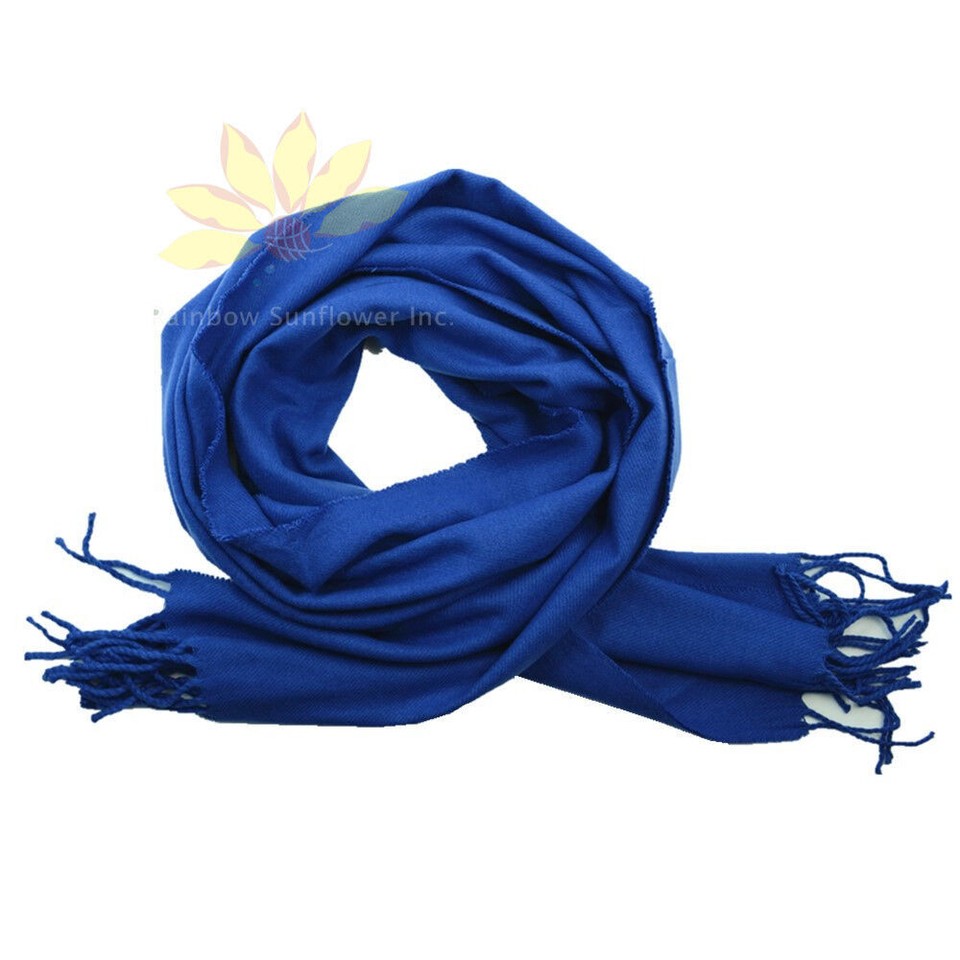 Men Women Unisex 100% Cashmere Warm Plain Scarf Pure Solid Color Wool ...