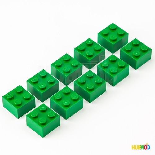 Lot of 10 Genuine LEGO Green 2x2 3003 Building Bricks Blocks Parts ...