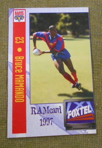 1997 ADELAIDE RAMS RUGBY LEAGUE CARD 23. BRUCE MAMANDO, FORMERLY ...