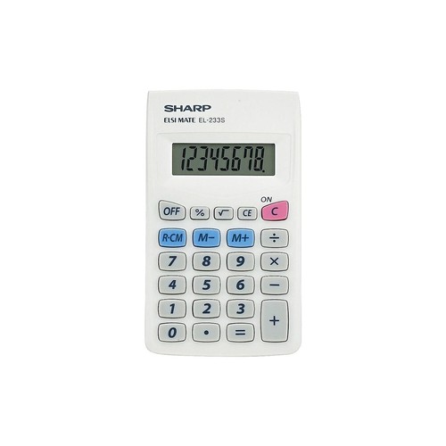 Sharp Elsi Mate EL-233SB 8-Digit Pocket Calculator White 510812 10074000017051 | eBay