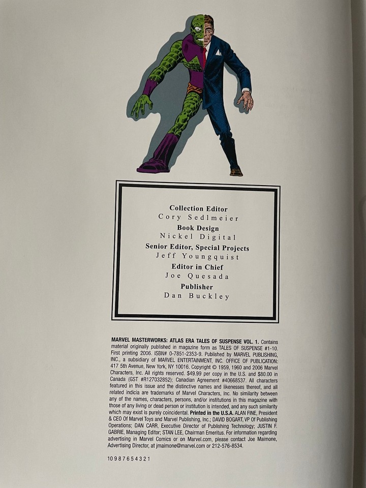 MARVEL MASTERWORKS ATLAS ERA: TALES OF SUSPENSE 1 Kirby/Ditko/Heck/Lee ...