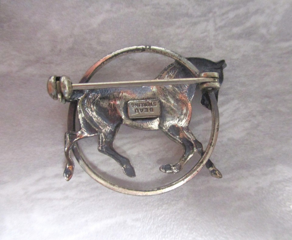 Vintage Glode Sterling Silver Double Horsehead Brooch Pin | eBay