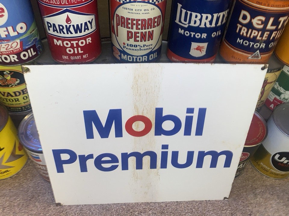 Original Mobil Gas Pump Plate Sign Porcelain Antique Pegasus Old Exxon ...