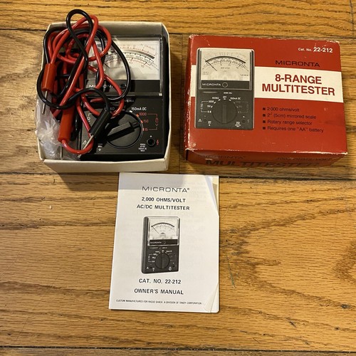 MICRONTA 2000 Ohm 8 22-212 Multitester ACDC Analog Meter Original Box ...