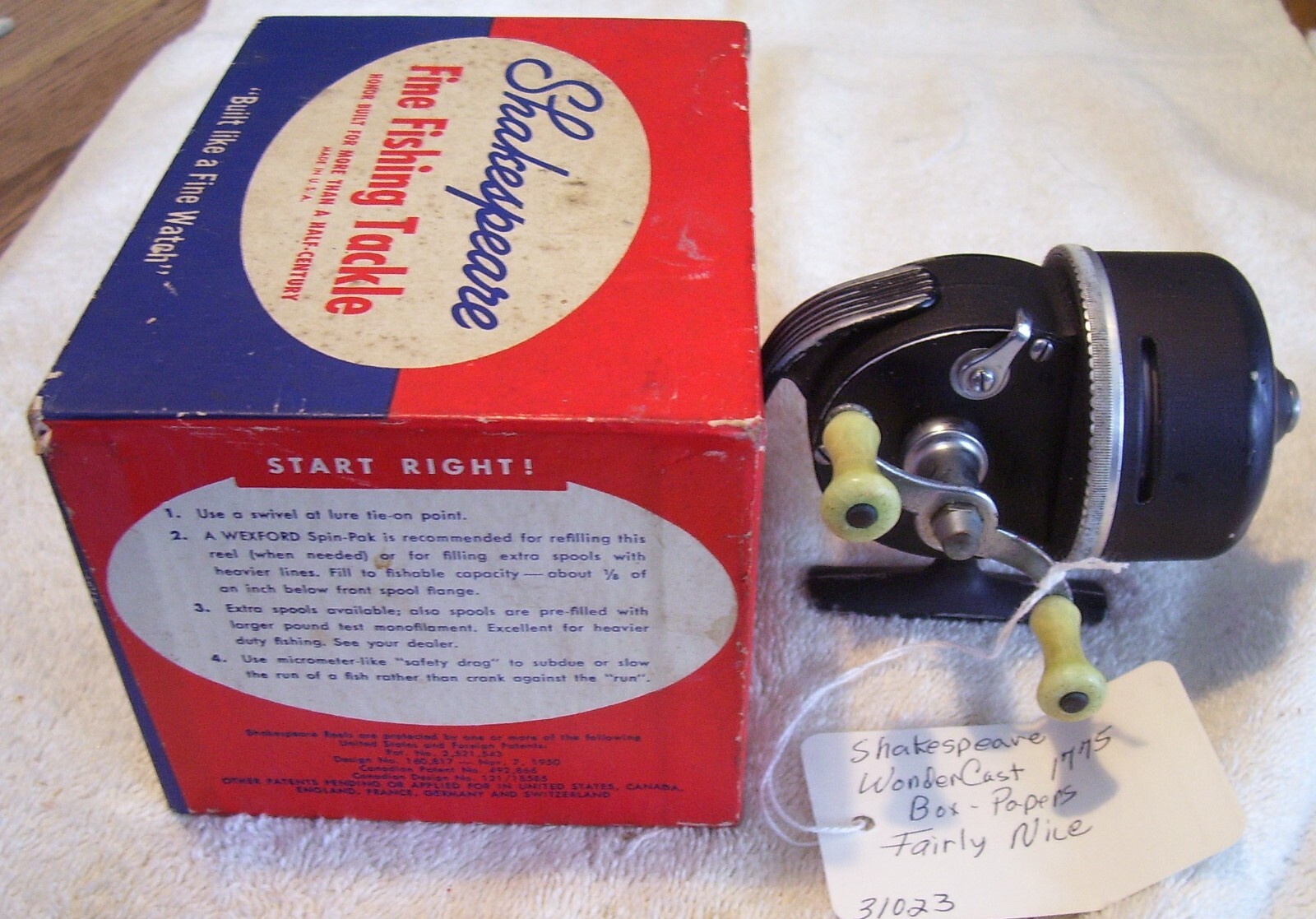 31023 SHAKESPEARE WONDERCAST 1775 REEL SEE TAG WORKING BOX PAPERS BAD ...
