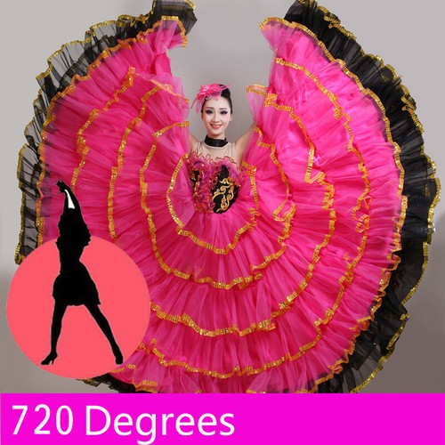 Womens Ruffle Layer Dance Dresses Swing Flamenco Waltz Modern Practice ...