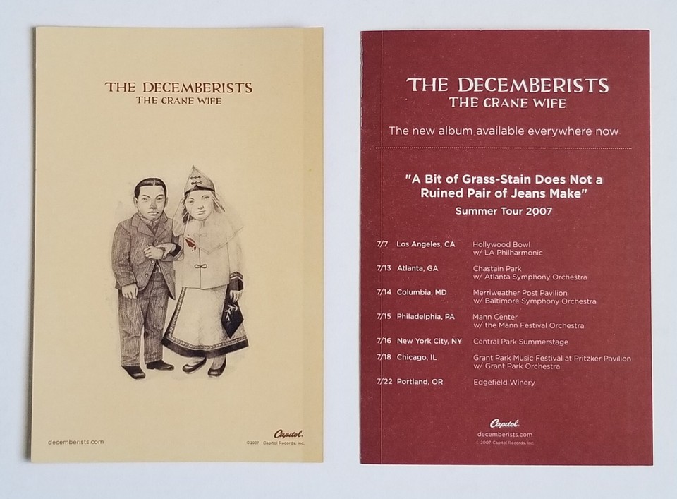 The Decemberists *Crane Wife* x3 Promo Stickers The King Is Dead ...