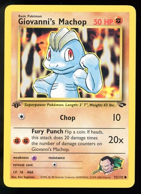 Giovanni's Machop Gym Challenge 72/132 1st Edition Common Pokemon Card ...