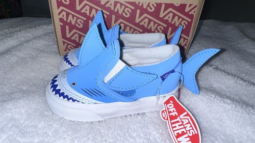 Vans Shark Classic Slip-O Shoes Toddler 4C US Kids Boys Blue White ...