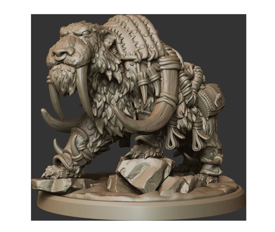 Sabertooth Tiger with Rider - Artic Tribes | DnD Miniatures | Tabletop ...
