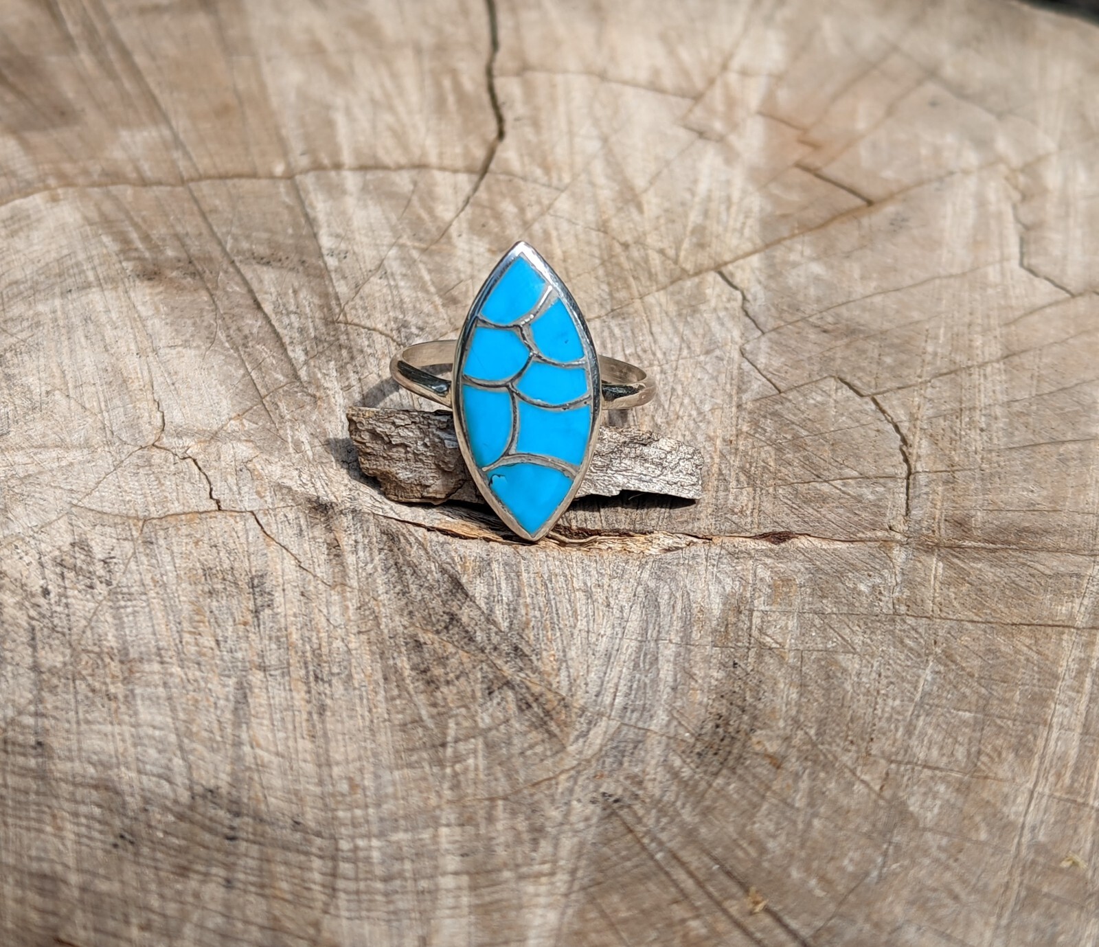 Zuni Fish Scales Ring Inlay Turquoise Sterling Silver, Handmade Jewelry ...