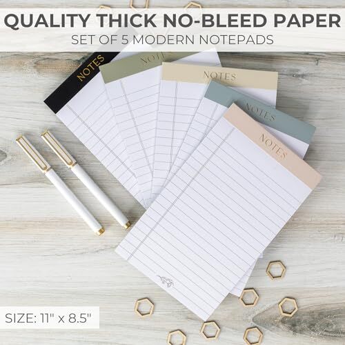 Aesthetic Note Pads Set Of 5 - Quality 5x8 inch Lined Legal Pads For 5 ...