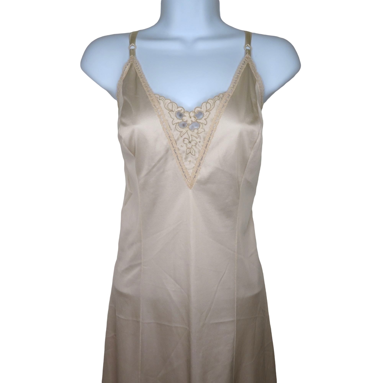 Vintage 70s Sears Beige Nylon Dress Slip Womens Size … - Gem