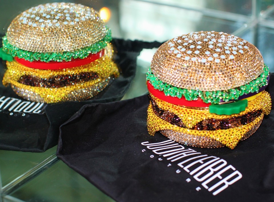 Judith Leiber HAMBURGER Clutch PURSE Swarovski Crystal Shoulder Bag ...