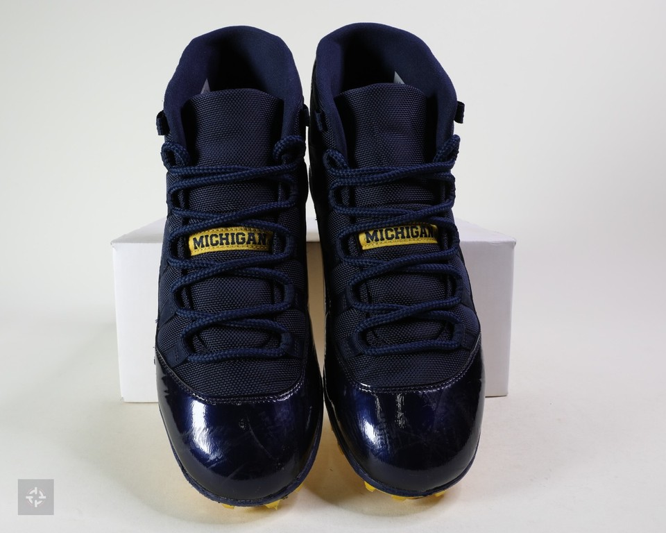 Nike Jordan 11 Superbad Michigan Player Exclusive Football Cleats Size ...