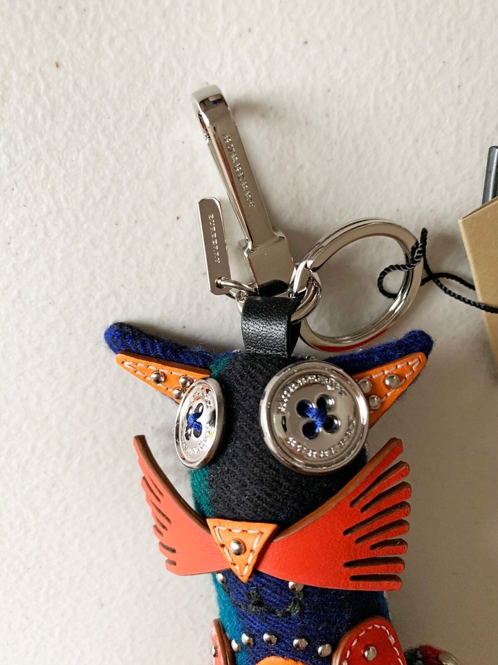 $395 Burberry Rufus The Cat Studded Knitted Bag Charm Stuffed Animal ...