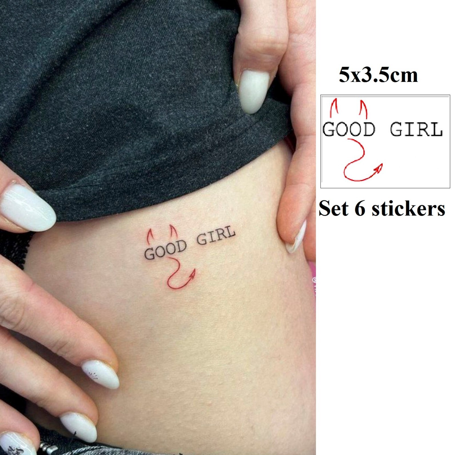 Set 6 x Devil Good Girl Temporary Tattoo Sexy Naughty Tattoo Women Adult | eBay