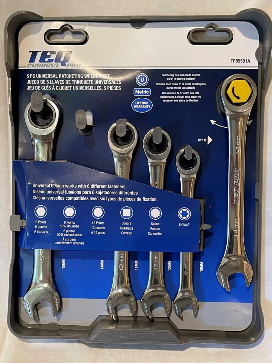 TEQ 93005 5PC 12-Point Combination Ratcheting SAE Wrench, 43% OFF