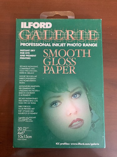 ILFORD GALERIE Inkjet Photo Range 4X6 Smooth Gloss Paper Professional ...