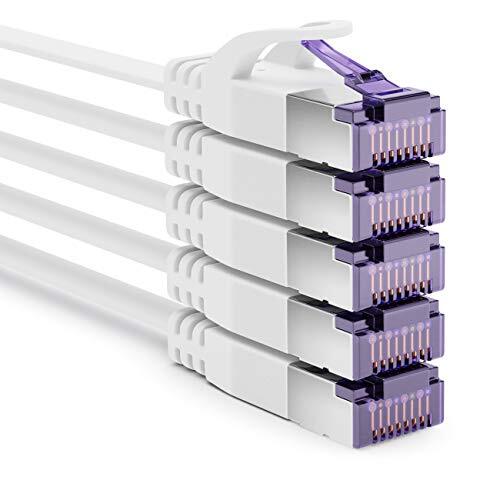 deleyCON 5x 0,25m RJ45 Câble Patch Câble Plat avec CAT7 Câble 5x 0.25 M ...