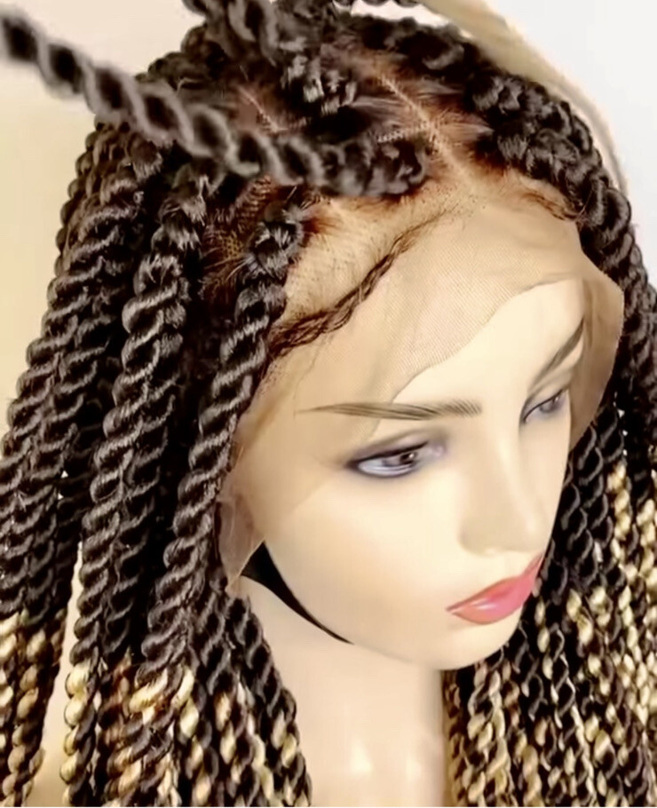 JUMBO Ombre Twist Braided Wig On FULL LACE Wig. | eBay