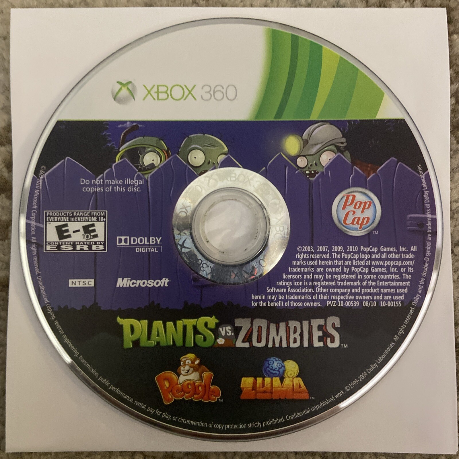 🔥 Plants vs. Zombies (Xbox 360, 2010) Good Disc Only! See Description ...