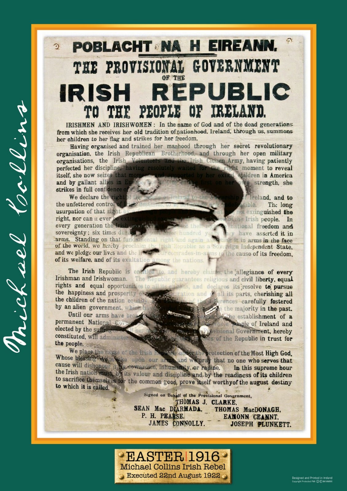 Exclusive A4 Easter 1916 Michael Collins Poster Irish Rebel Leader ...