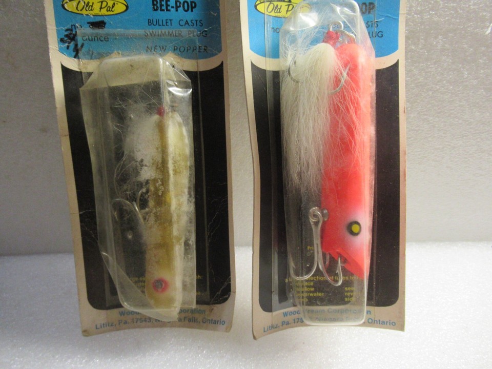 2 RARE Vintage Old Pal 4 " SALTWATER BEE-POP SWIMMER PLUG POPPER Lure ...