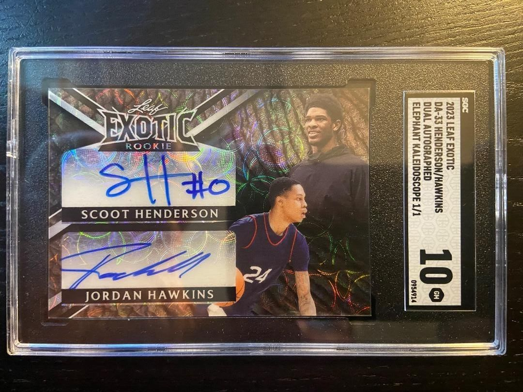 SCOOT HENDERSON/JORDAN HAWKINS 2023 Leaf Exotic AUTO Rookie RC 1/1 ...