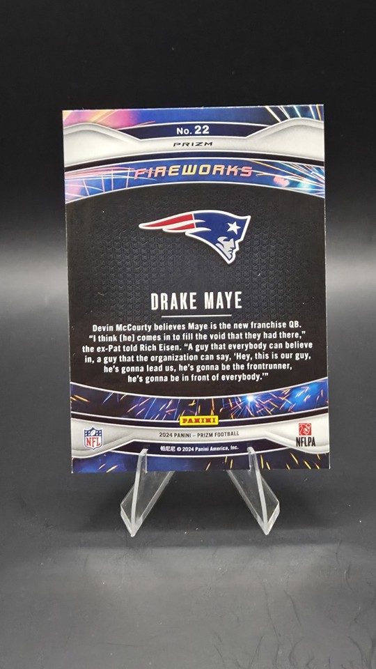 2024 Panini Prizm Drake Maye Rookie Green Prizm Fireworks RC #22 ...