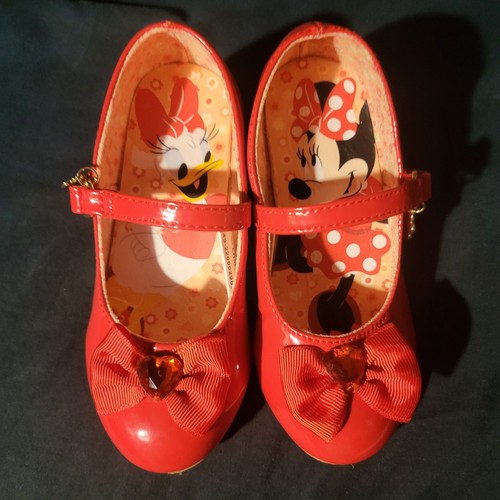 Red Minnie Mouse Daisy Dressy Shoe Low Heel With Bow Young Girl Size 9 ...