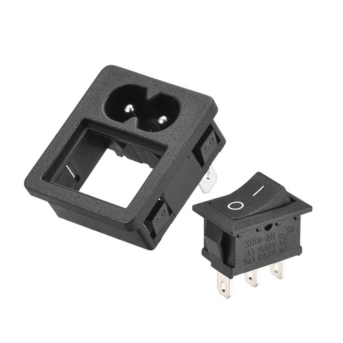 C8-8 Panel Mount Plug Adapter AC250V 2.5A 2P 2mm Buckle IEC Inlet w 3p ...