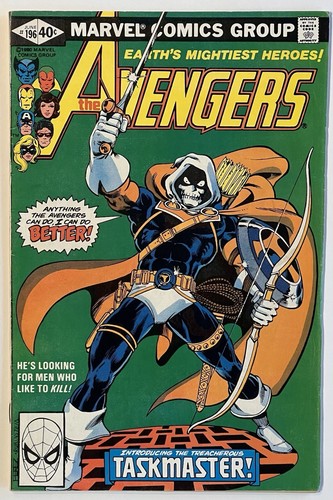 AVENGERS #196 COMIC BOOK ORIGIN/1ST APPEARANCE OF TASKMASTER KEY 1980 ...