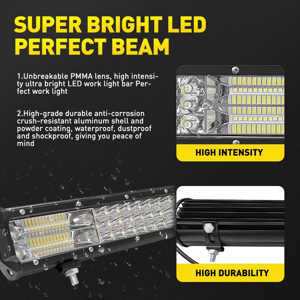 20'' LED Light Bar Spot Flood Work Bar+wiring Offroad Truck SUV 290W ...