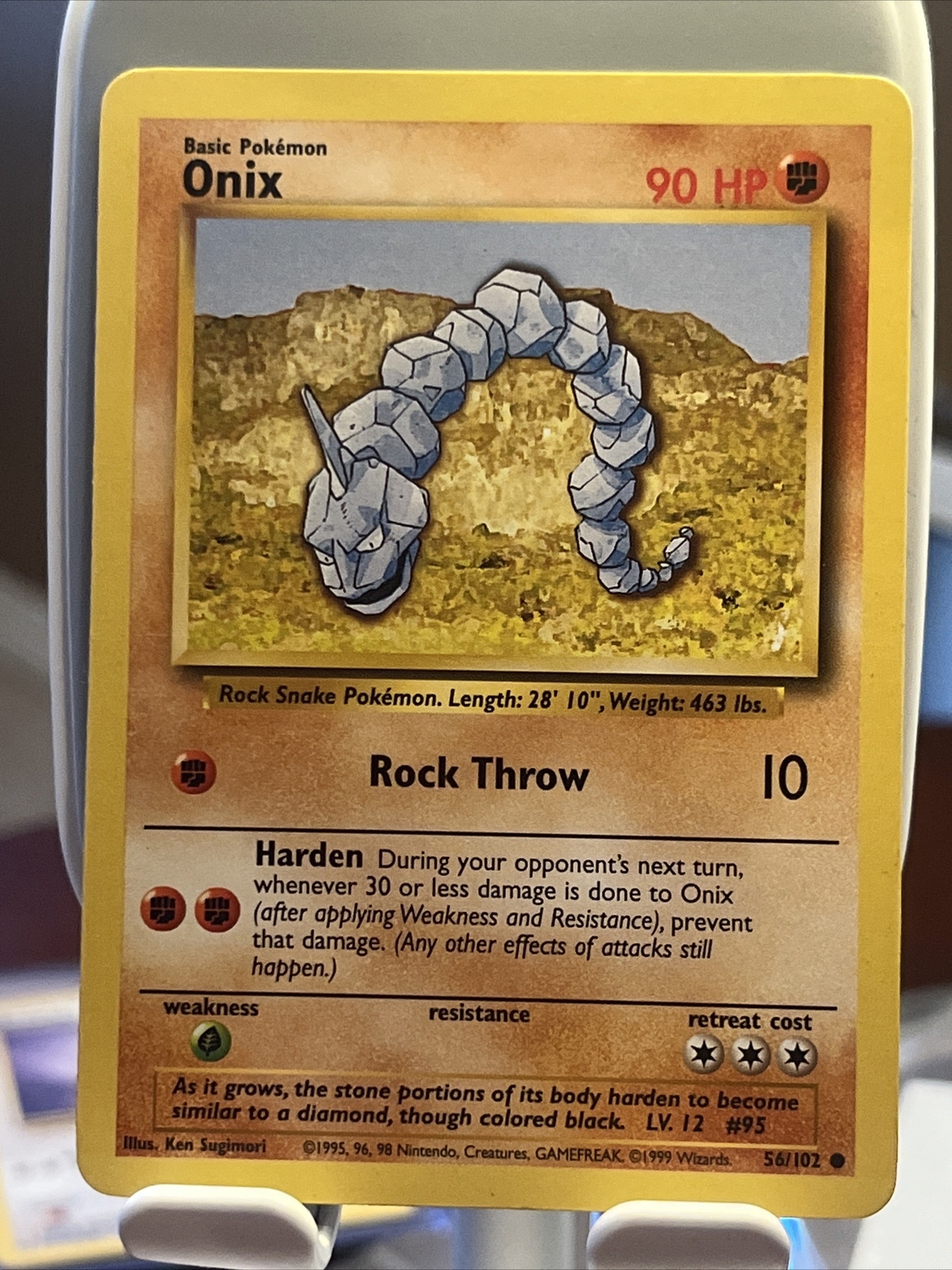 Pokémon Card SHADOWLESS Onix Base Set 56/102 WotC Vintage 1999 LP/NM ...