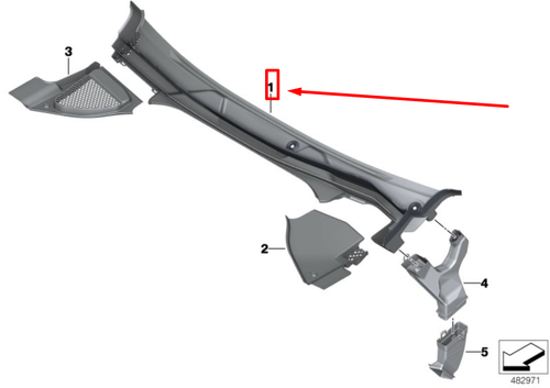 BMW X3 G01, F97 FRONT WIPER COWL PANEL TRIM 51717399015 7399015 NO DUTY ...