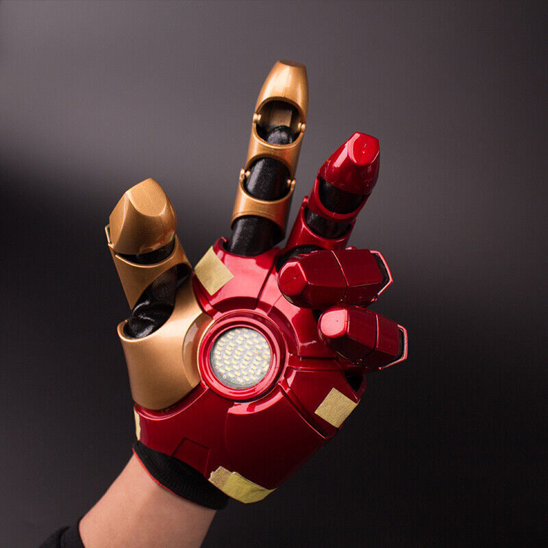 Avengers Iron Man MK42 1:1 Hand Palm LED Light Gloves Halloween Cosplay ...