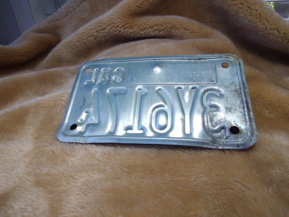 Vintage 1970's California Motorcycle License Plate Blue And Yellow ...