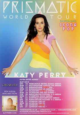 KATY PERRY 2014 TOUR FLYER - PRISMATIC LIVE UK CONCERT - GENUINE MUSIC ...