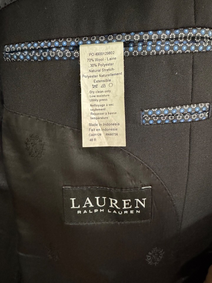 Lauren Ralph Lauren black two-piece suit 48R 40x32 | eBay