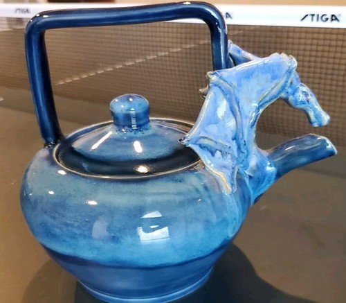 LOTR Inspired Dragon Teapot NEW Blue-Green Handmade Pottery Ceramic Art ...