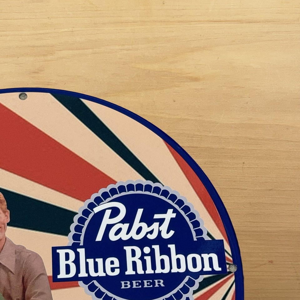 VINTAGE PABST BLUE RIBBON PORCELAIN SIGN BEER ALCOHOL SERVICE STATION ...