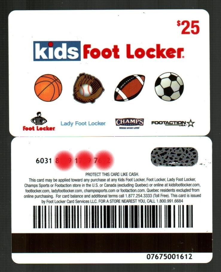 KIDS FOOT LOCKER Assorted Sports Balls 2006 Gift Card ( $0 - NO VALUE ...