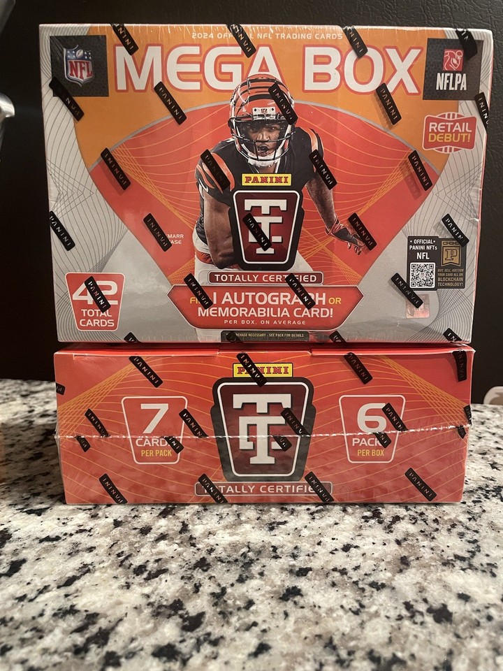 (2) 2024 Totally Certified Football Mega Box NFL Football Sealed 1 Auto ...