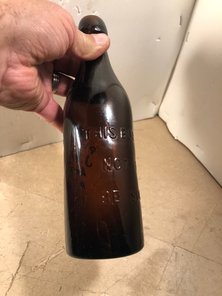 J. W. D. Act. Amber blob top beer bottle, Pittston, PA, Scranton, Lake ...