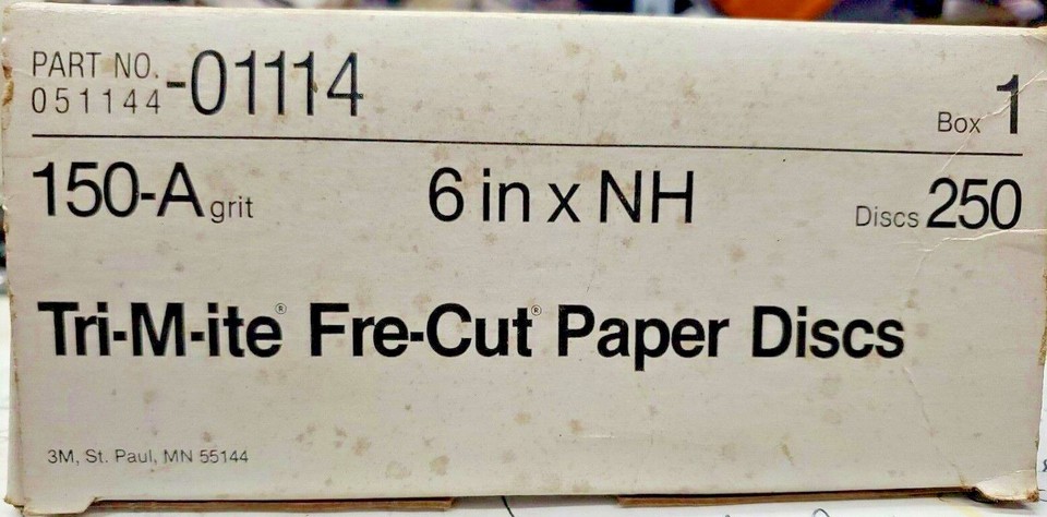 3M 6 inch DA Sandpaper Coated Discs 150-A Grit Fre-Cut 414N Box 250 ...