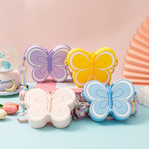 Lovely Children's Silicone Shoulder Bag Butterfly Shape Baby Girls ...