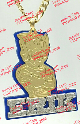 PERSONALIZED 14K GOLD PLATED NAME PLATE CHAIN NECKLACE ANY character ...