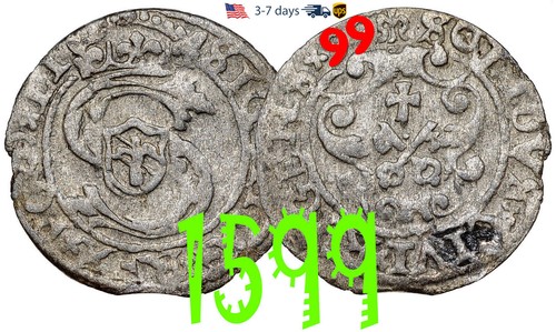 Poland Lithuania SOLIDUS Solid Schilling 1599 Riga Sigismund III Silver ...