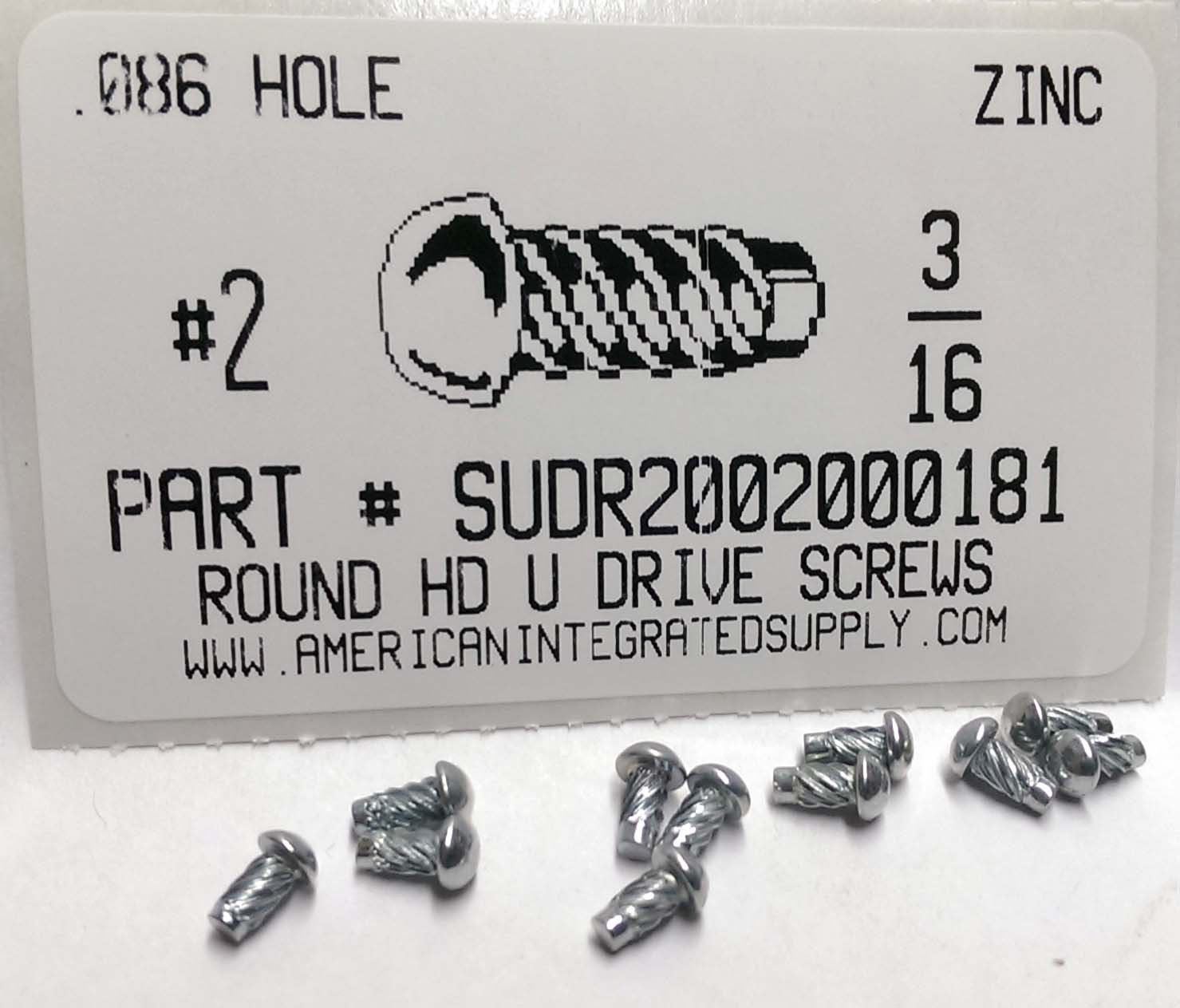 #2x3/16 Round Head U-Drive Screws Steel Zinc Plated (100) | eBay